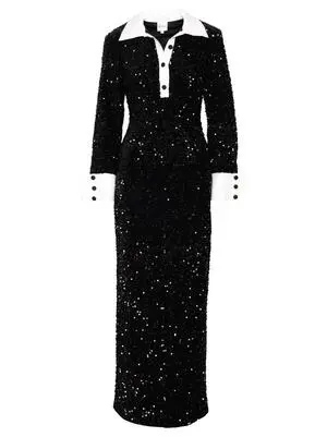 OFUURE Sequin Velvet Maxi Dress - Black