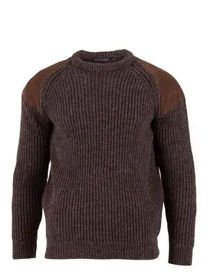 PAUL JAMES KNITWEAR British Wool Ribbed Shooting Jumper Brown