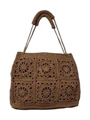 SPRINGMOONATELIER Handcrafted Raffia Shoulder Bag - Brown