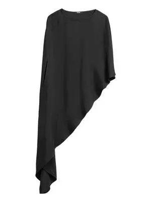NOCTURNE Draped Cape Blouse - Black
