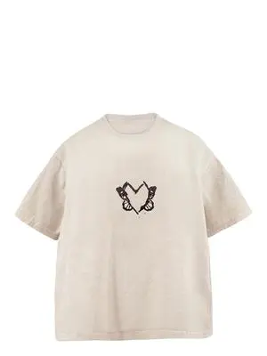 X ILONA BLUE Neutrals Heart With Wings Cotton Tee - Black