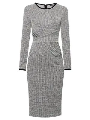 RUMOUR LONDON Rebecca Check Jacquard Jersey Dress - Grey