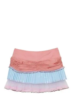 PALOMA LIRA Mini Skirt With Pleated And Draped Detail - Blue