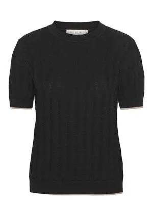 GROBUND Almine Knit Tee With Contrast - Black