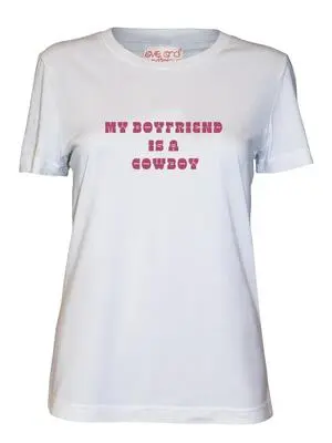 LOVE AND NOSTALGIA Margot My Boyfriend Is A Cowboy Tee - White