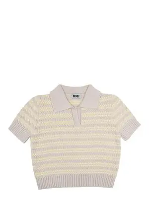 GIGI KNITWEAR Stripe Polo Top - Beige