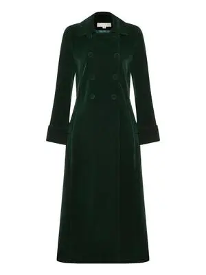 GUINEA Long Velvet Coat - Green