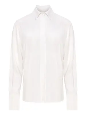MANDRAGORA Long Sleeve Linen Blend Shirt - White