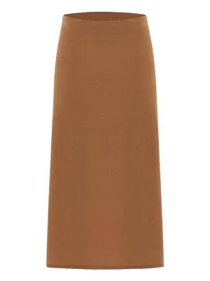 PERALUNA Cashmere Blend Knitwear Midi Flared Skirt - Brown