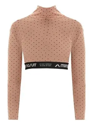 MONOSUIT Cropped Polka Dot Top - Beige