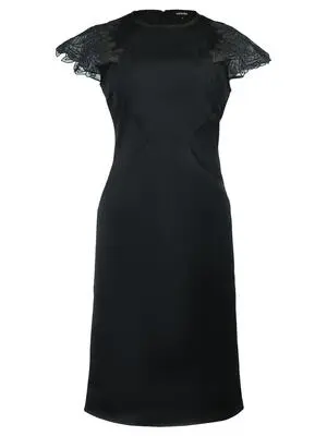SMART AND JOY Satin Dress With Lace Inlay - Black