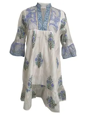 JOSHI High Neck Ruffled Dress - Blue