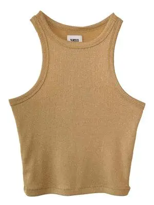 VÆNN Metallic Crop Halter Neck Tank