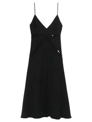 NISSA Lace-insert Midi Dress - Black