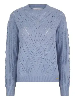 HORTONS ENGLAND Newquay Pointelle Knit Jumper - Blue