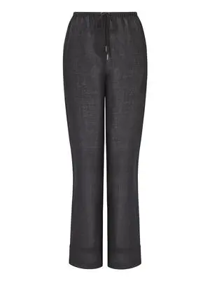 THE SUMMER EDIT Pearl Luxe Linen Drawstring Trousers - Black