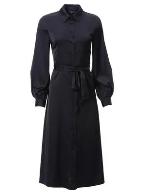 CARLOSLINES Button-down Long Sleeve Shirt Dress - Black