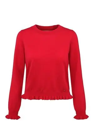 TIRILLM Aspen Merino Wool Frill Sweater - Red