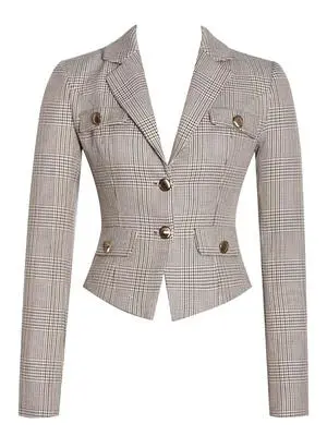 MISS CIRCLE NEW YORK Plaid Blazer Jacket - Brown