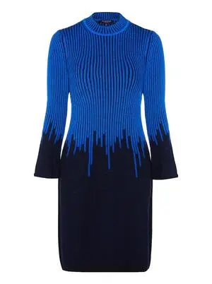 RUMOUR LONDON Talia Two-tone Ribbed Knit Dress - Blue