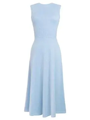 SOLGO ATELIER Calypso Long Midi Fit And Flare Cashmere Dress - Blue