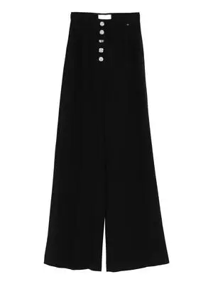 NISSA Embellished-button Wide-leg Pants - Black