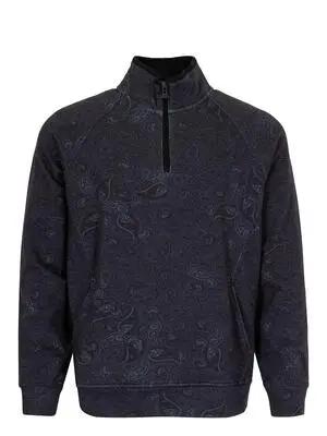 LORDS OF HARLECH Craig Montgat Paisley Quarter-Zip Sweater Black