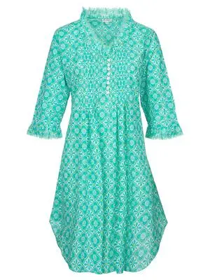 AT LAST... Annabel Floral Cotton Tunic - Blue/white