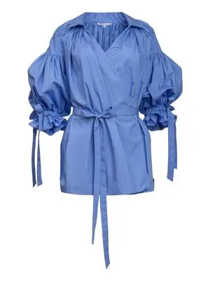 HELENE GALWAS Inka Wrap Blouse - Blue