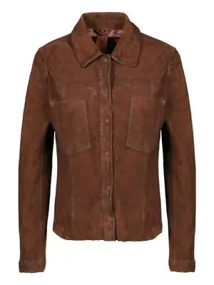 FREAKY NATION Goat Suede Vintage Shirt Jacket - Brown