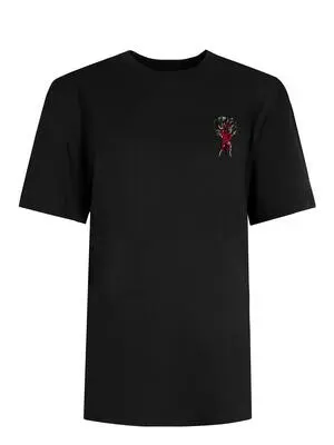 INGMARSON Beetroot Embroidered Organic Cotton T-shirt - Black
