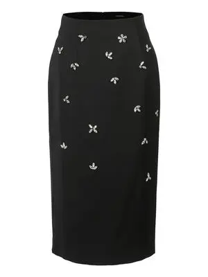 SMART AND JOY Embroidered Pencil Midi Skirt - Black