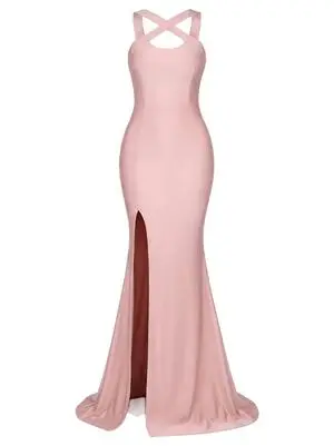 MODA GLAM Jersey Cross Strap Gown - Pink