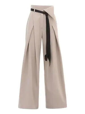 JULIA ALLERT Wide-leg Trousers With Belt - Beige