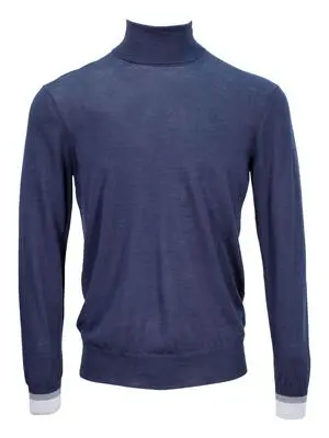 LORDS OF HARLECH Ronald Merino Turtleneck Sweater - Blue