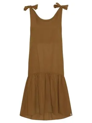 GROBUND Sleeveless Dress With Bow Detail - Brown