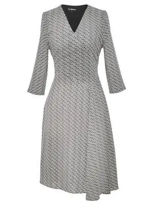 SMART AND JOY Printed Draped Skater Dress - Grey