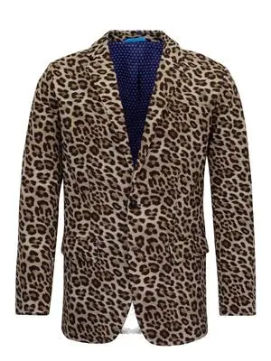 LORDS OF HARLECH Julius Leopard Tailored Blazer - Brown