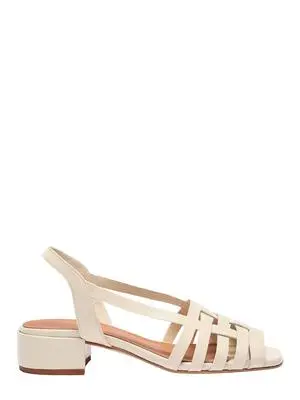 NAGUISA Ima Slingback Leather Sandals - Beige
