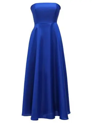 SMART AND JOY Long Flared Taffeta Dress - Blue