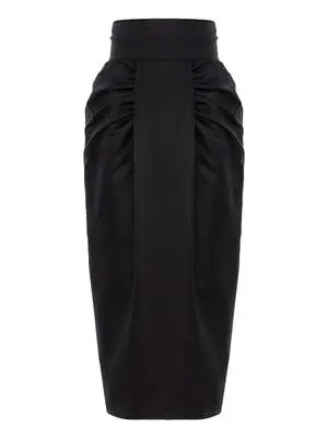 CONCEPT A TROIS Taffeta Pleated Skirt - Black