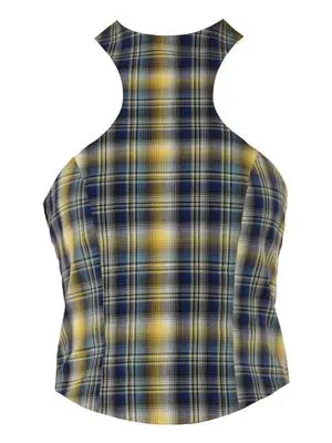 28NATELIER Plaid Halter Top - Blue