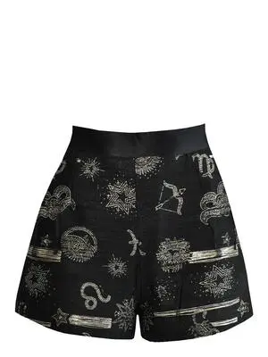 GEEGEE COLLECTION Zodiac Metallic Embroidered Short - Black