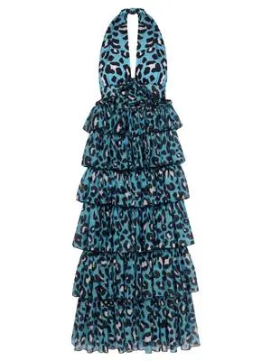 NUR KARAATA Florentina Leo Maxi Dress - Blue