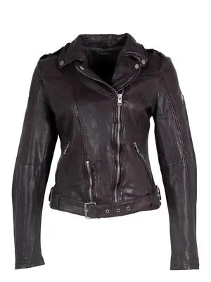 Mauritius Leather Biker Jacket - Purple