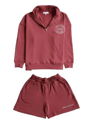 MIMHÍ MAISON Oversized Half-zip Sweatshirt And Shorts Set - Red