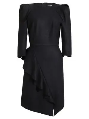 SMART AND JOY Suede Structured Tailor Dress - Black