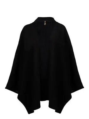 LAINES LONDON Wool Blend Zip Cape - Black