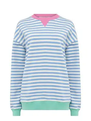SUGARHILL BRIGHTON Striped Cotton Sweatshirt - Blue/pink/white