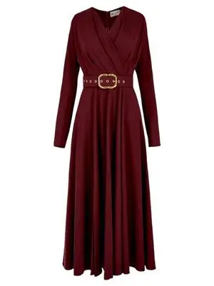 ALINA CERNATESCU Draped Midi Cocktail Dress - Red